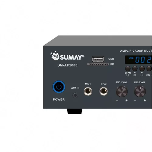 Amplificador de Som Stéreo Sumay 2 canais 200W Bluetooth Sm-Ap2000