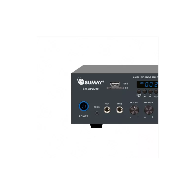 Amplificador de Som Stéreo Sumay 2 canais 200W Bluetooth Sm-Ap2000